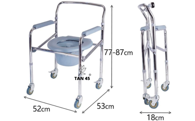 Comfo Care Commode Chair Stainless Steel With Wheel (Grey) Imported ...