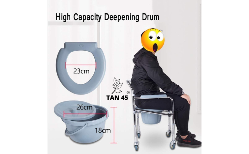 Comfo Care Commode Chair Stainless Steel With Wheel (Grey) Imported ...